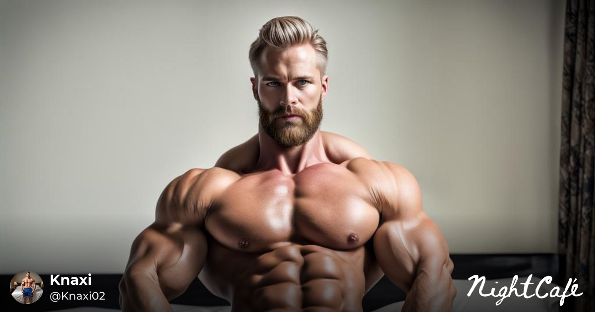 Hyperrealistic Bodybuilder Flexing in Bed: Detaile... - AI Art