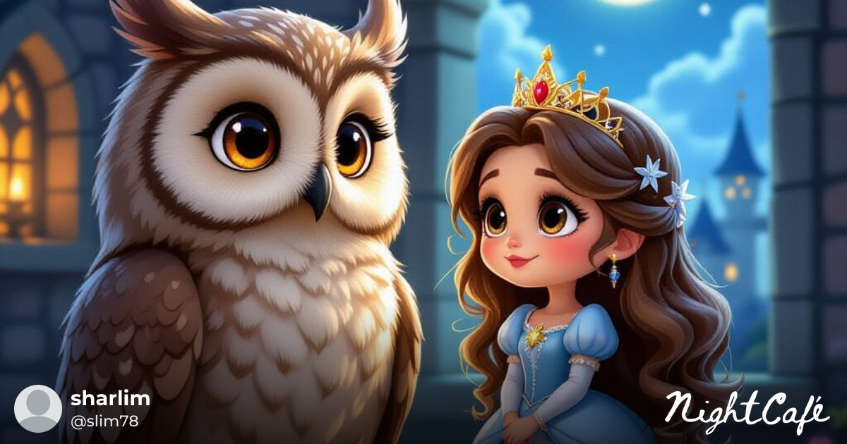 Wise Owl and Princess in Cartoon 3D Style - AI Art