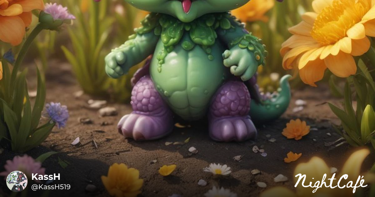 Goolops - Chibi Cthulhu in Desiccated Flower Field