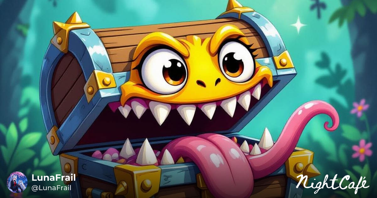 Cartoon Mimic Chest in Whimsical Fantasy Style - AI Art