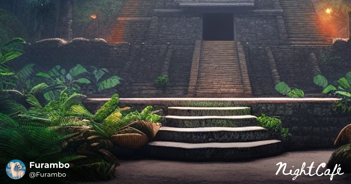 The mayan temple - Foggy Mayan Jungle Library with Owl Sculp...
