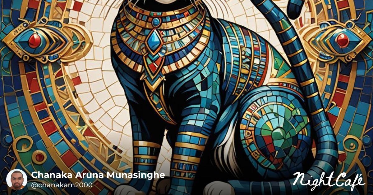 Kitty - Stylized Egyptian Cat with Intricate Patterns