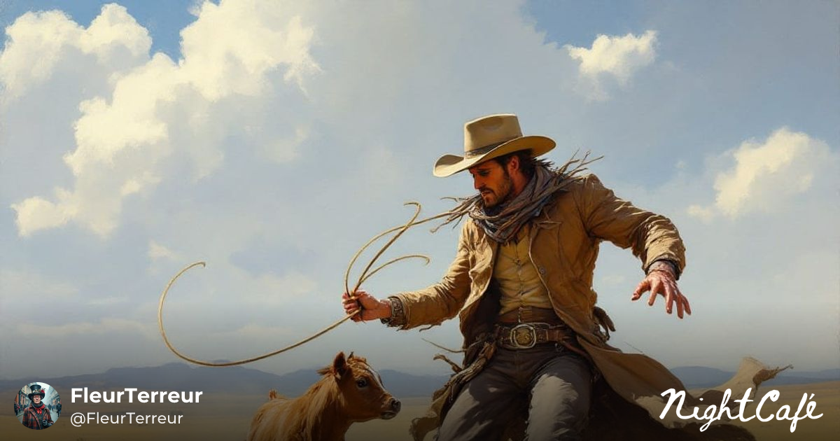 Cowboy with lasso catching a kalf - Cowboy with lasso catchi...