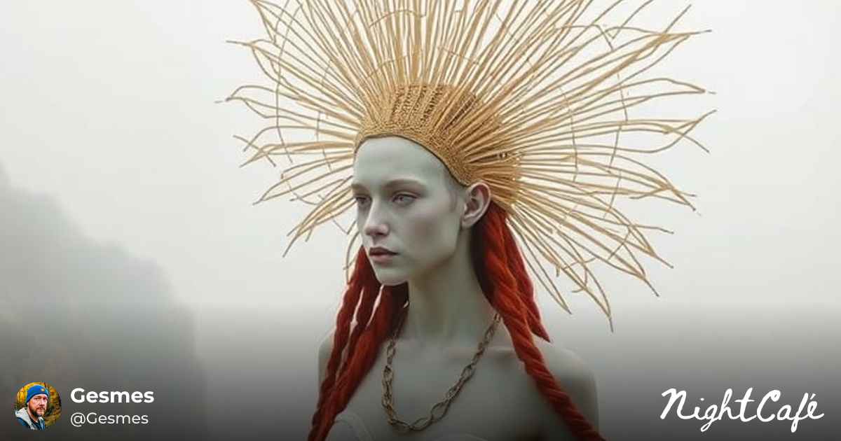 Headdress 12 - Ethereal Albino Priestess with Wicker Headdre...