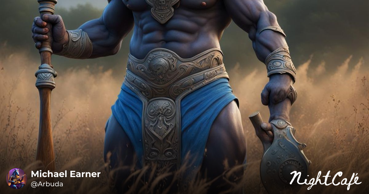 Nandi - Hybrid Bull-Humanoid with Axe and Mace in Dark Fanta...