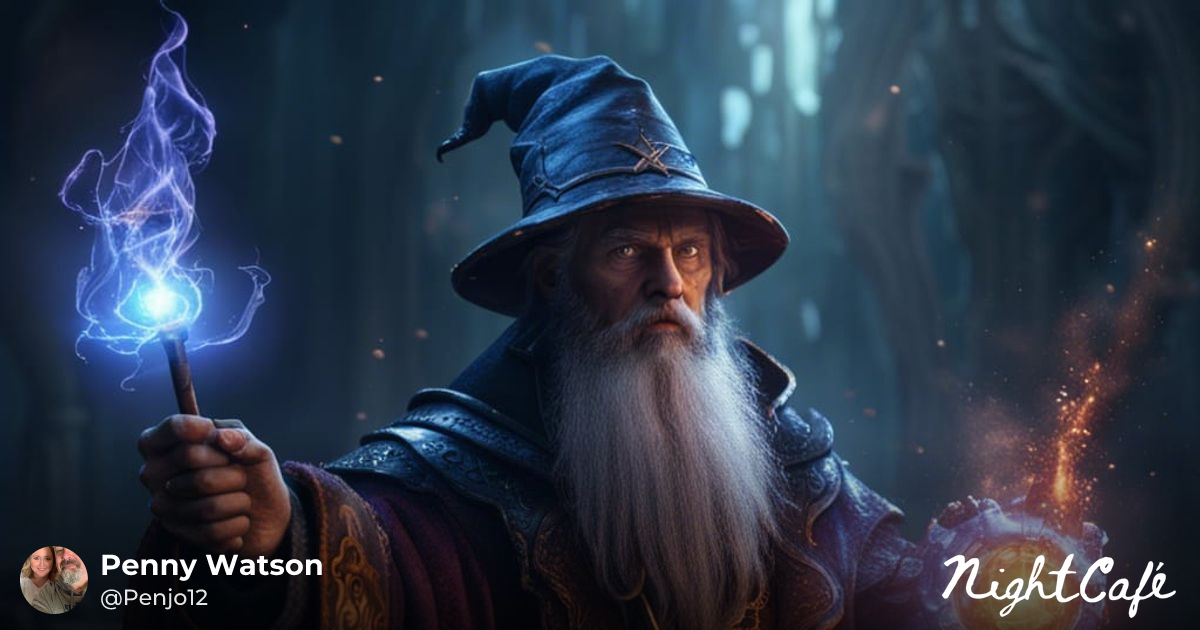 Wizard - Wizard Casting Spell in Detailed Fantasy Art