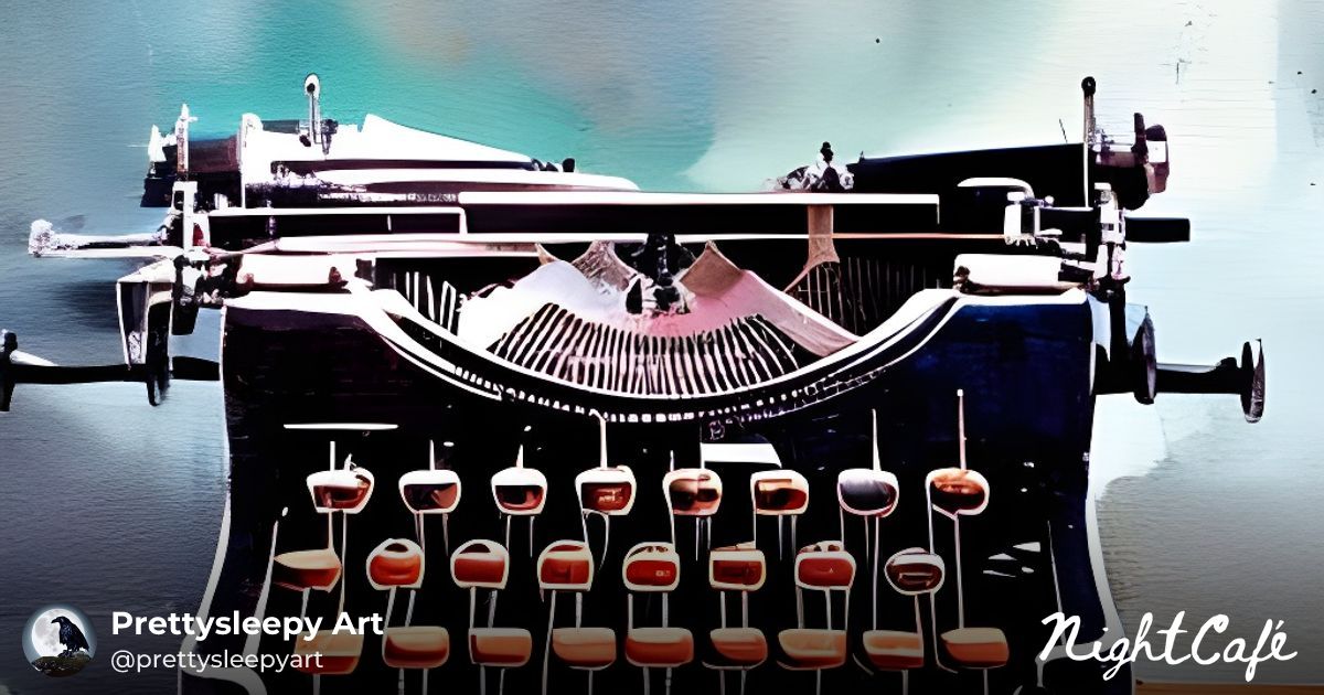 Typewriter Painting - Dramatic Typewriter Close-Up as Oil Pa...