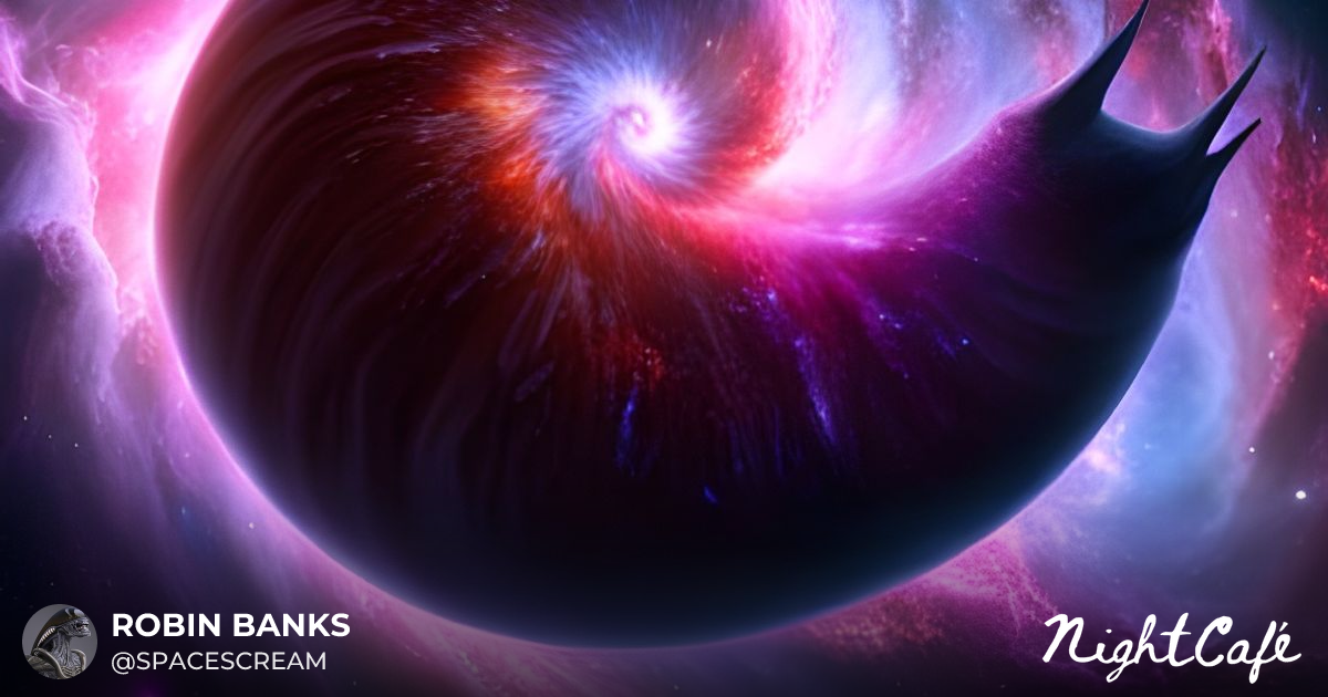 SPACE SLUG - Cosmic Snail Nebula with Galaxy Shell in HDR