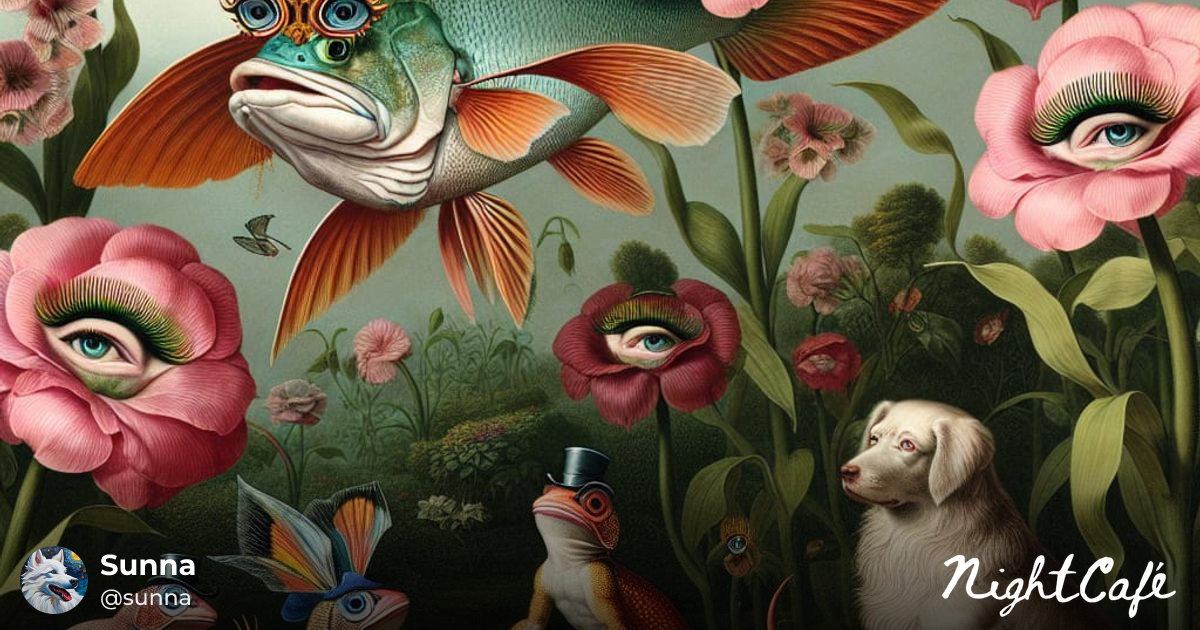 All eyes on you! - Winged Fish Soaring Among Sentient Flower...