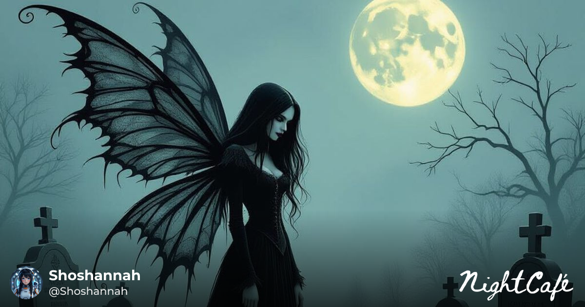 Cemetery Fairy - Gothic Fairy in Cemetery, Edward Gorey Styl...