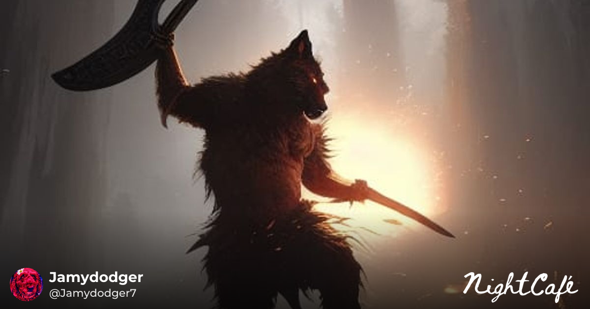 Wolf warrior wielding an axe - Wolf Warrior with Axe: Dark F...