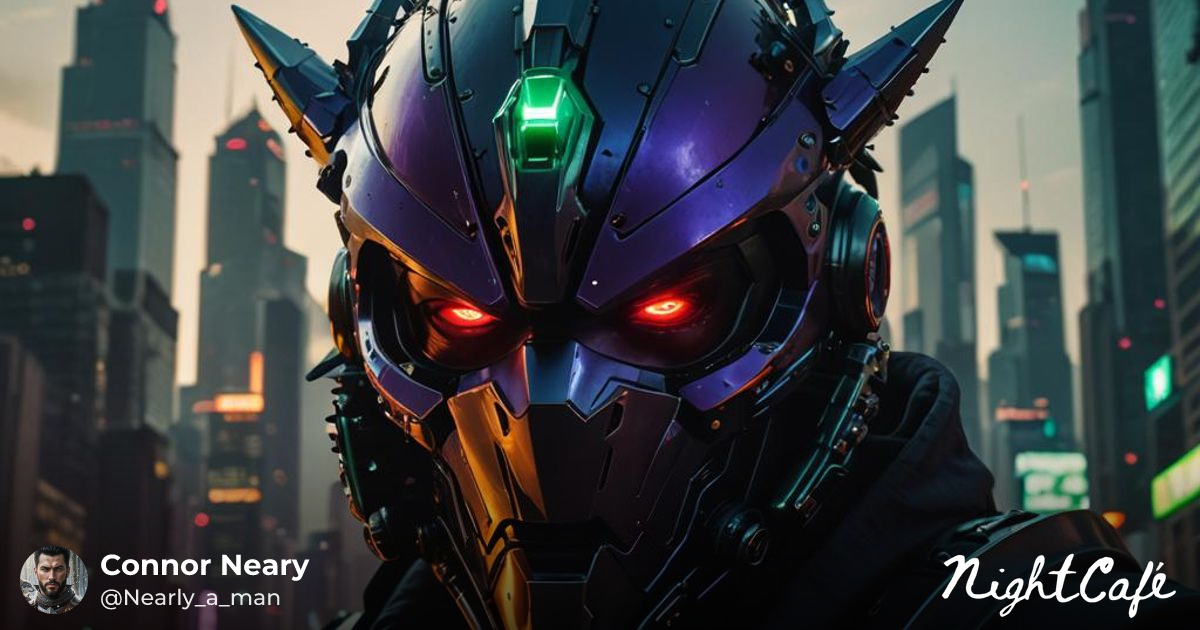 Cybernetic Assassin in Dystopian Cityscape, Cyberp... - AI Art