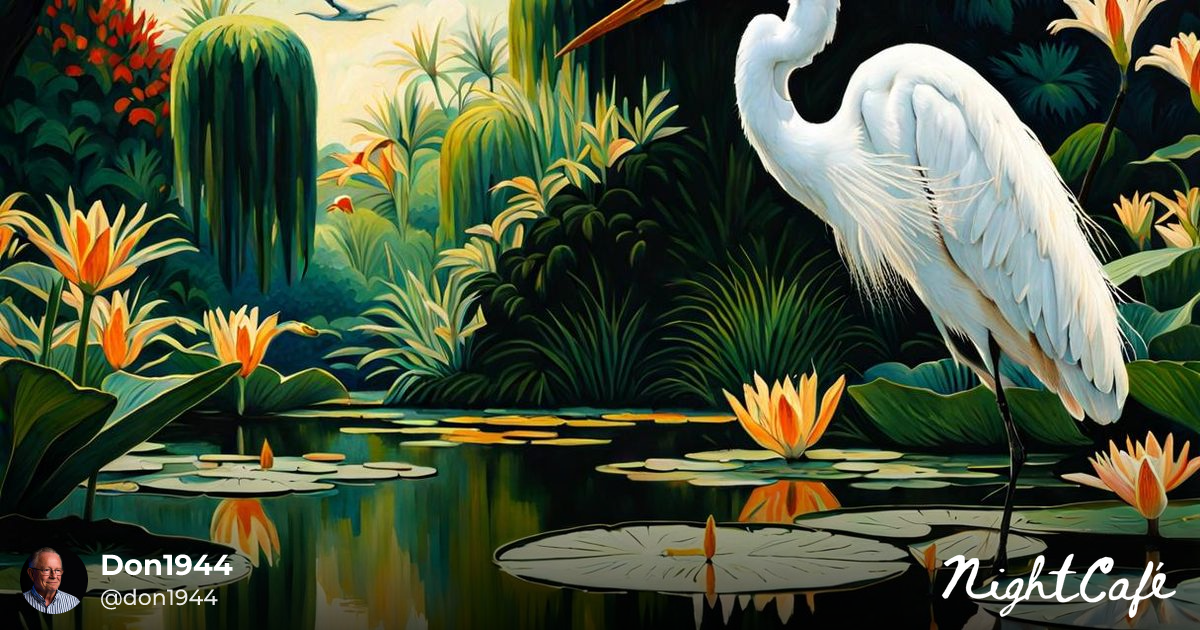AR7x5 - Vintage Art:: Beautiful Award Winning Landscape of Great Egret ...