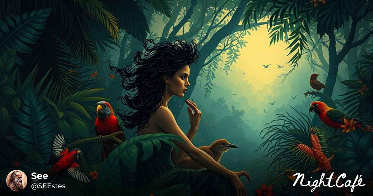 Vida Embodies Life in Whimsical Jungle Scene - AI Art