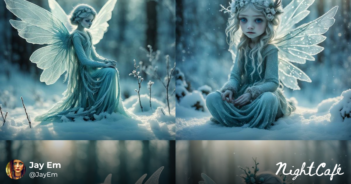 Whimsical Winter Nymph in Frozen Forest - AI Art