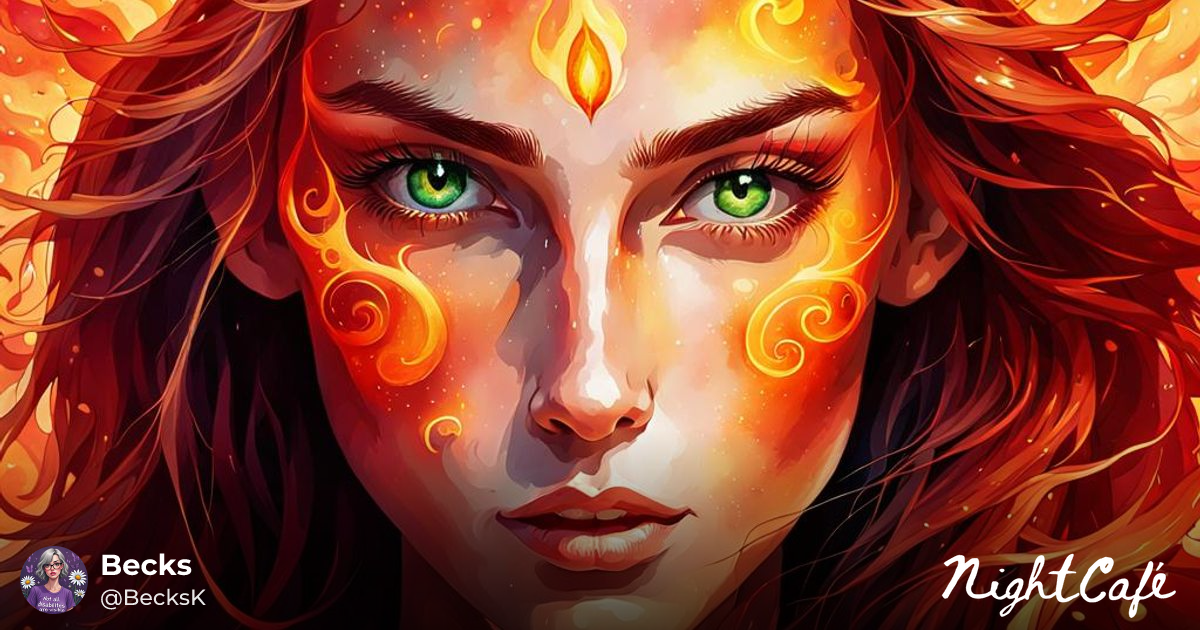 Firey Elf Portrait - Fiery Elf Portrait in Digital Watercolo...