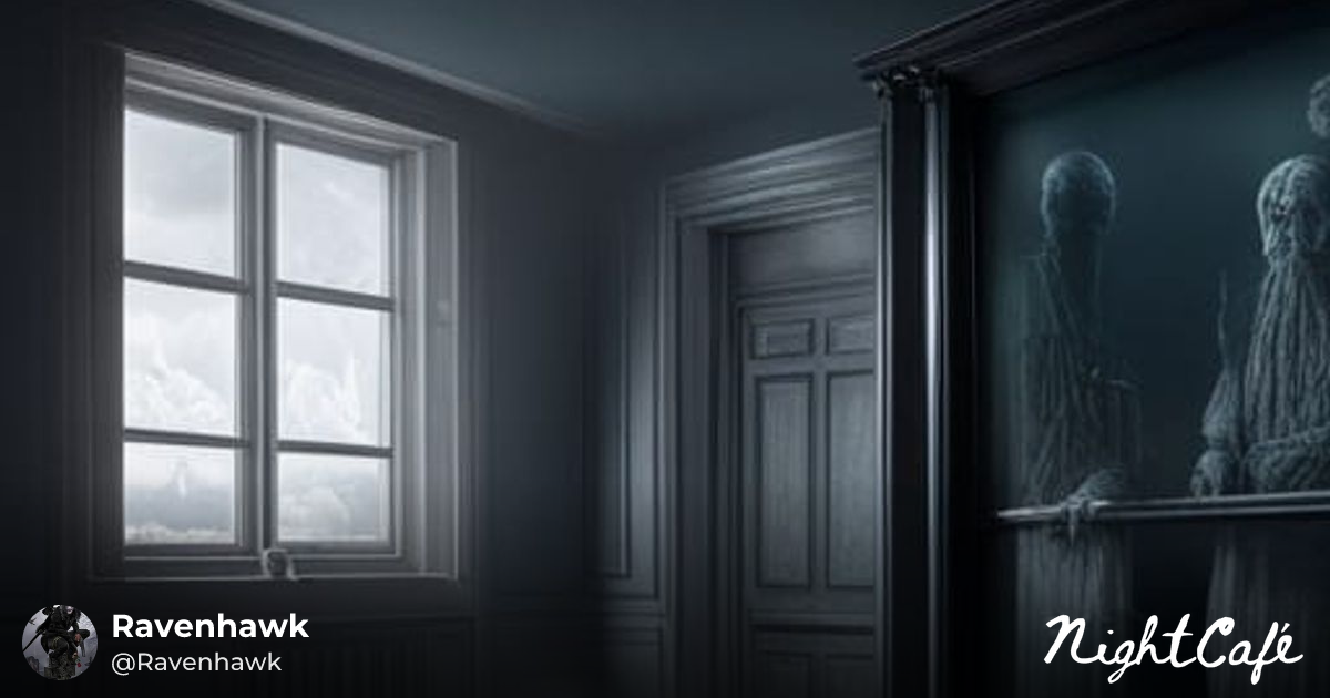 Ethereal Ghostly Figure at Misty Window - AI Art