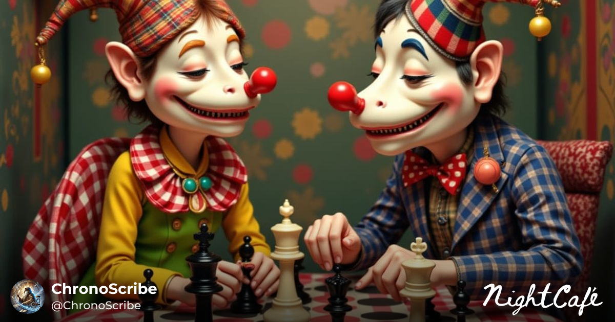 Weird Jesters Playing Chess - Whimsical Jesters Play Chess i...