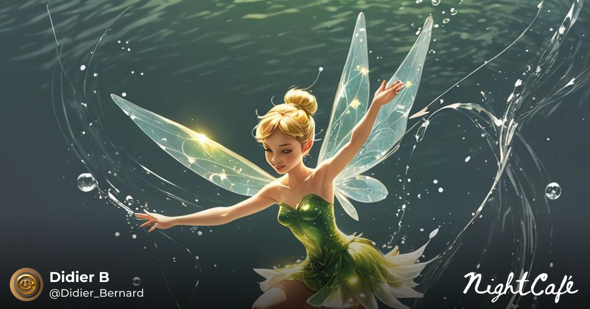Tinkerbell Dancing on Water: Digital Art - AI Art