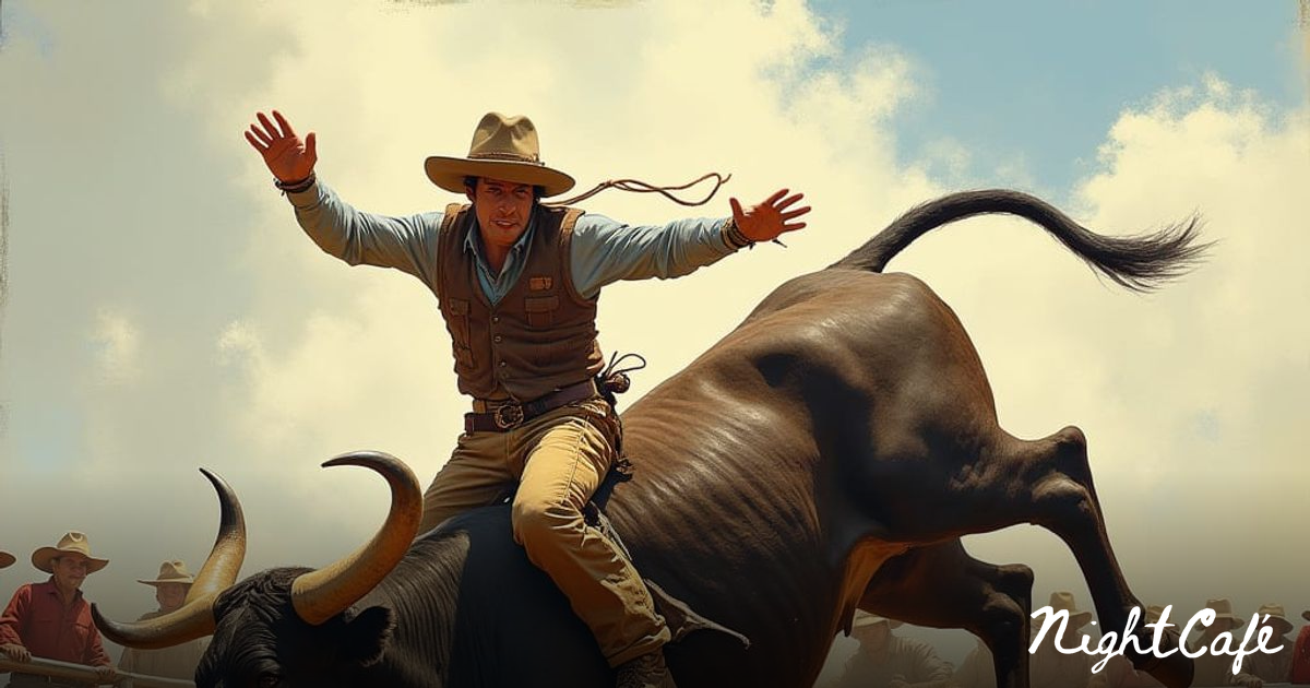Bull Rider - Bull Rider Thrown in Dynamic Rodeo Scene