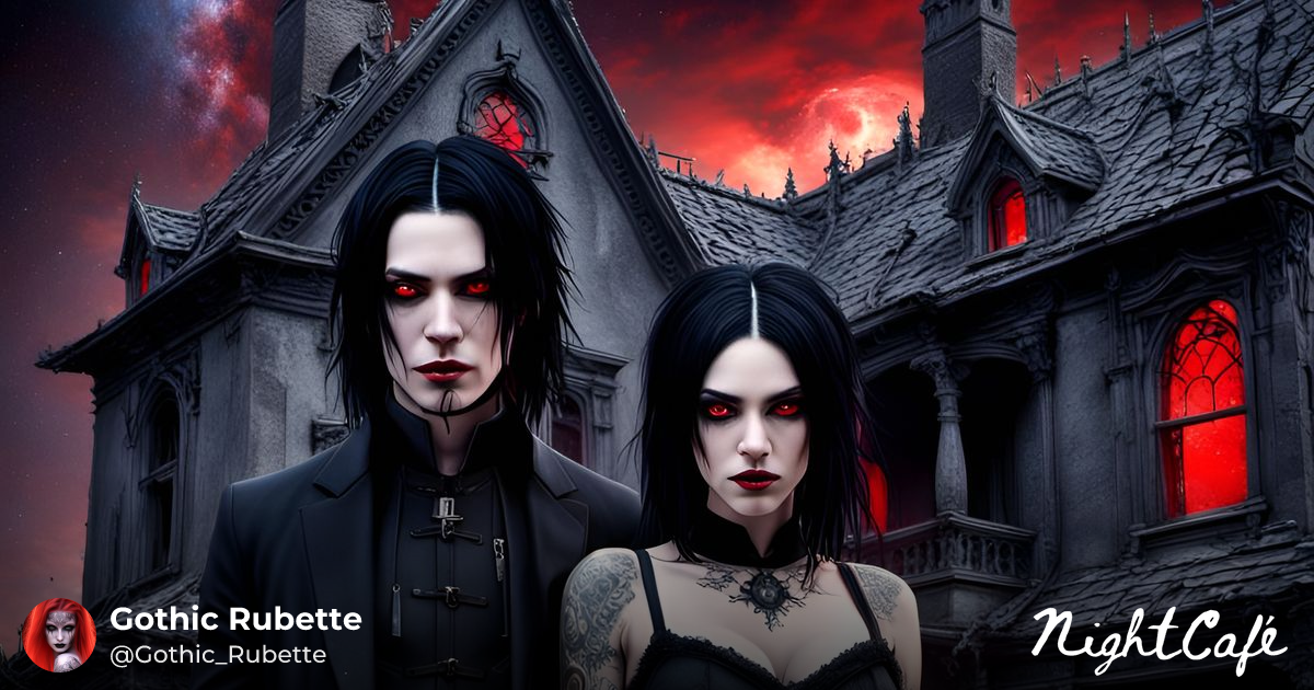 Gothic couple - Gothic Couple Portrait Under Starry Sky