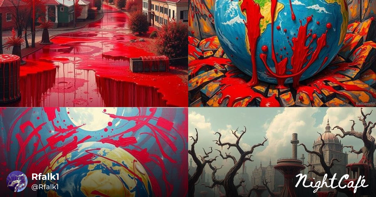 The World Is Bleeding - World Dripping with Vibrant Red Pain...