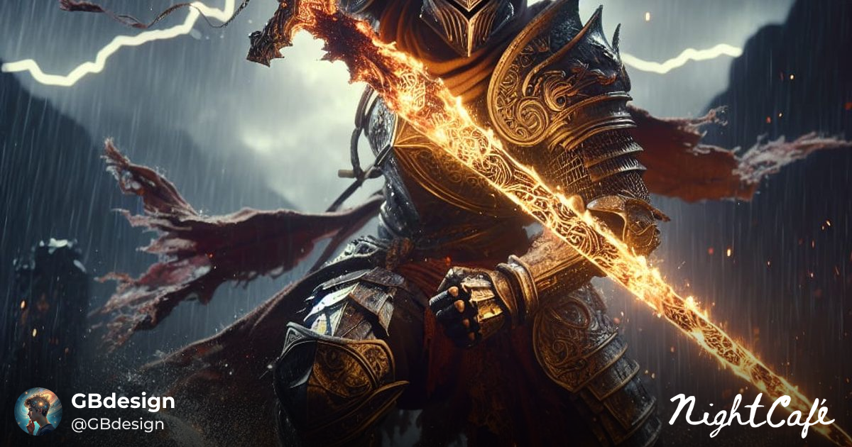 Legendary Elemental Greatsword - Heroic Knight in Fiery Stor...