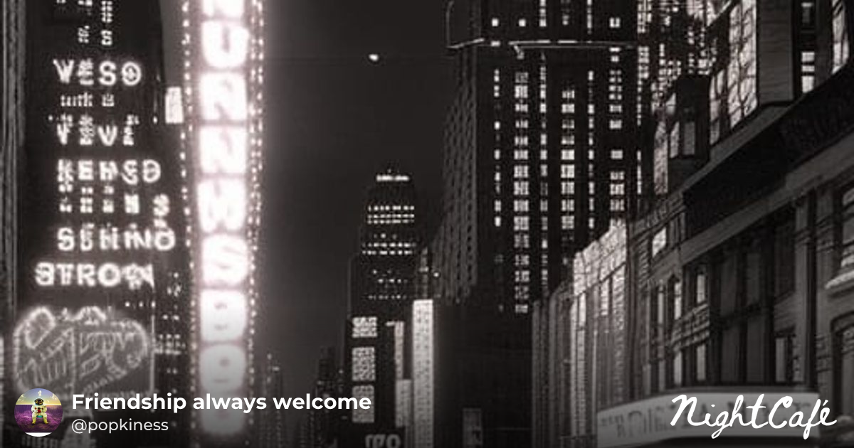 Noir New York City Landscape with Colorful Lights - AI Art