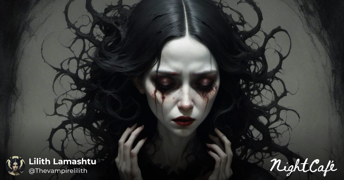 Gothic Woman's Despair: Monochromatic Emotional Po... - AI Art