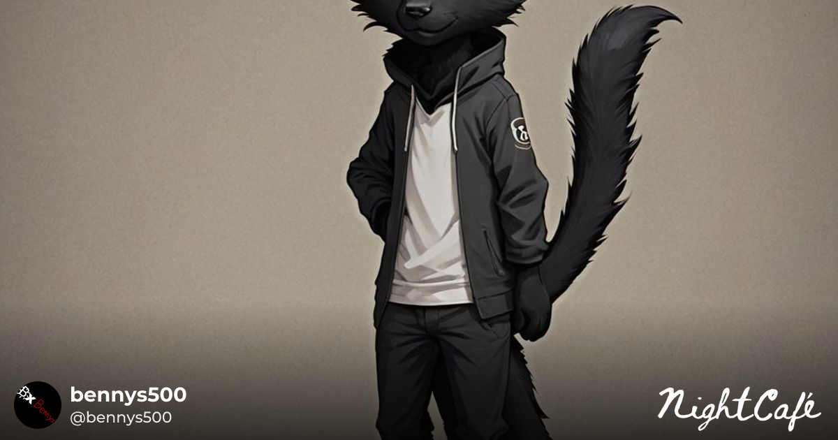 Furry Animalboy with Black Ears and Tail - AI Art