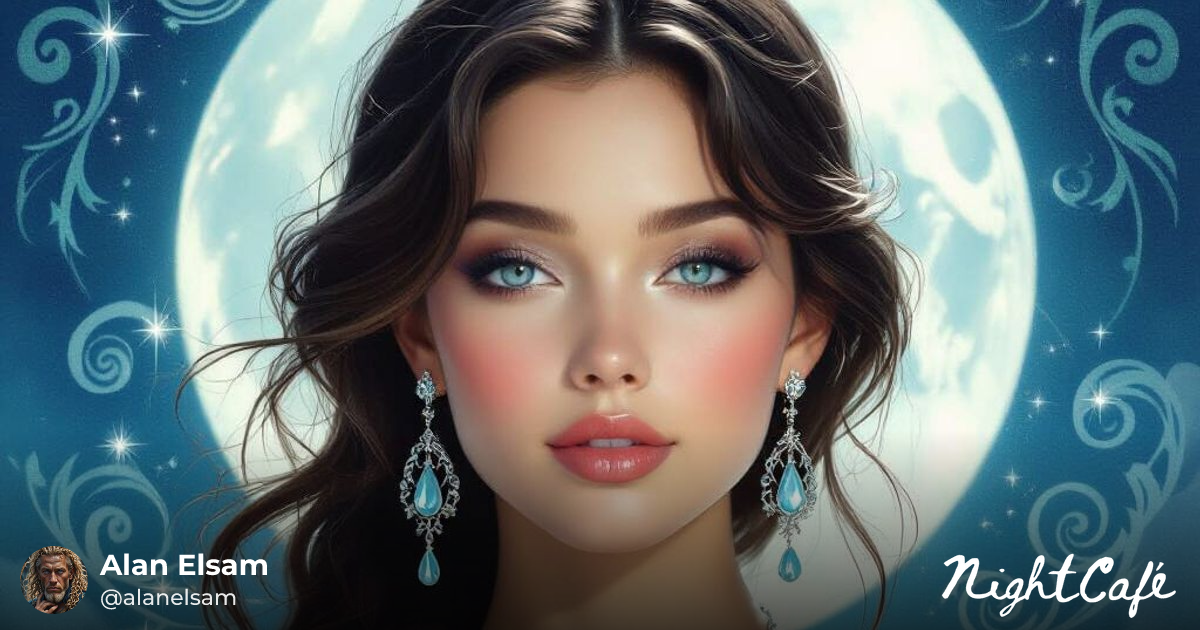 The Moonlit Seraph - Moonlit Woman with Celestial Jewelry, A...