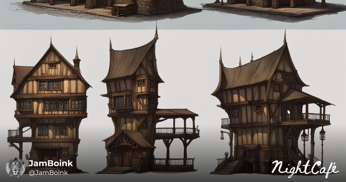 Fantasy Tavern on Stilts: Architectural Concept Ar... - AI Art