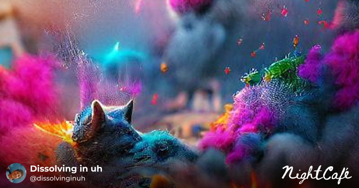 Blast on a kitty - Exploding Cat: Detailed Matte Painting i...