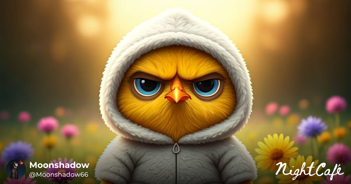 A grumpy chick at sunrise