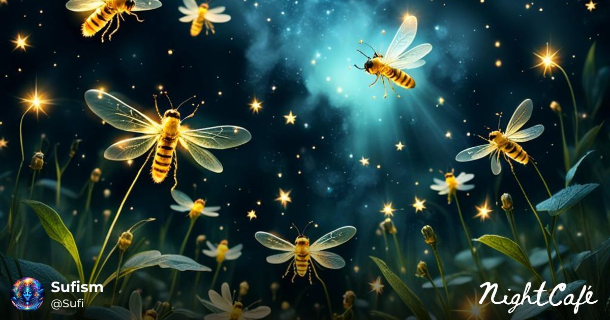 Fireflies Ignite: A Divine Starry Night - AI Art
