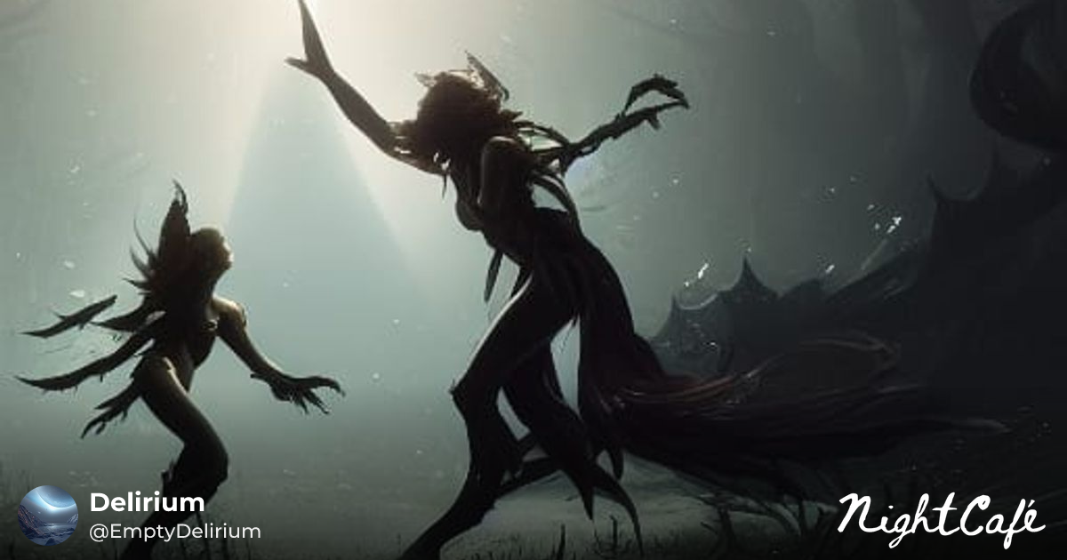 Epic Battle of Light and Dark Fey - AI Art