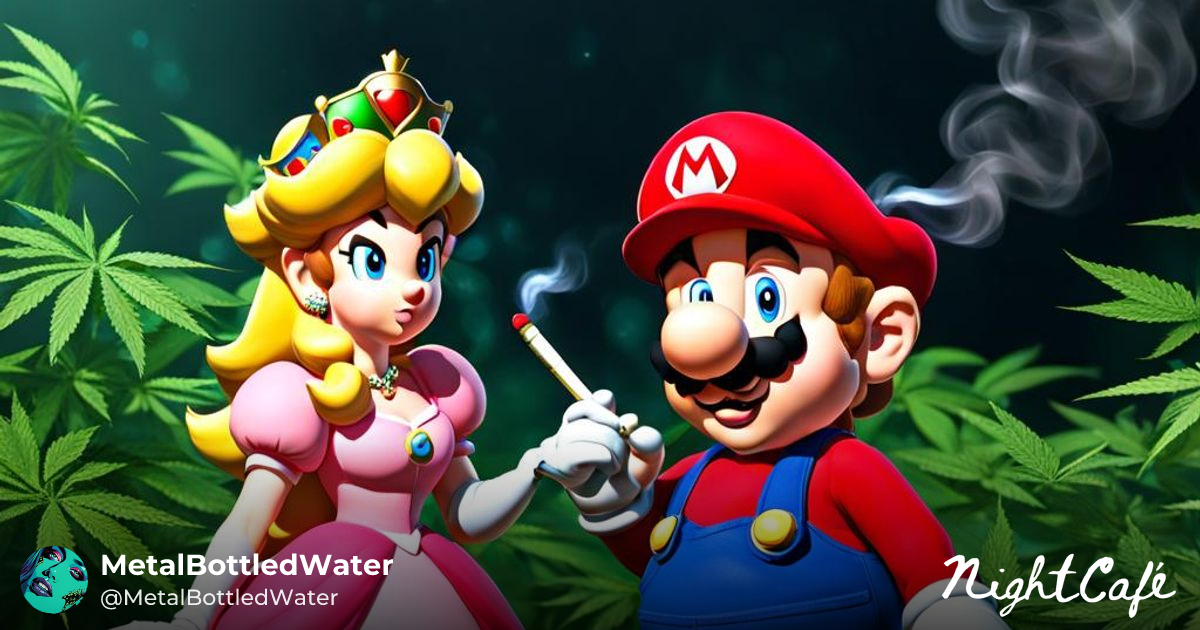 Princess Peach and Mario Smoking Marijuana - AI Art