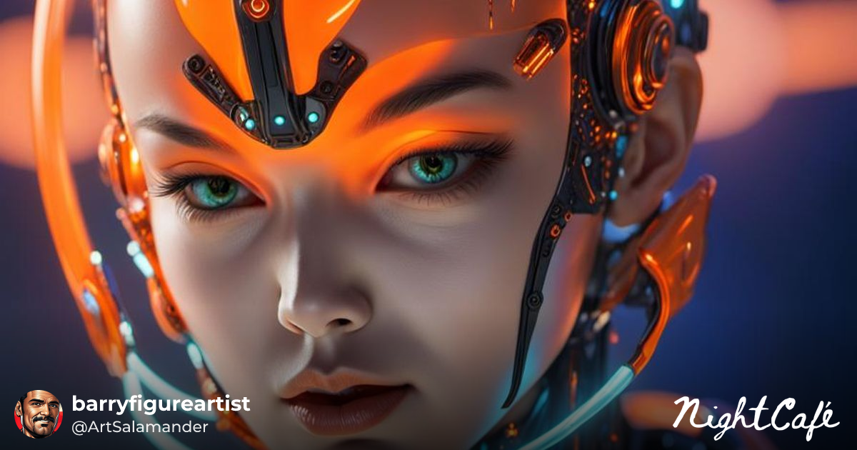 Cyborg 24 - Chinese Cyborg with Neon Glow: a Digital Portrai...