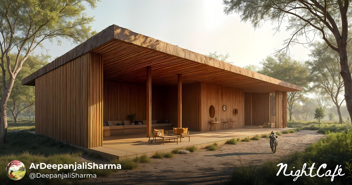 Eco-Friendly Bamboo Pavilion with Vernacular Archi... - AI Art