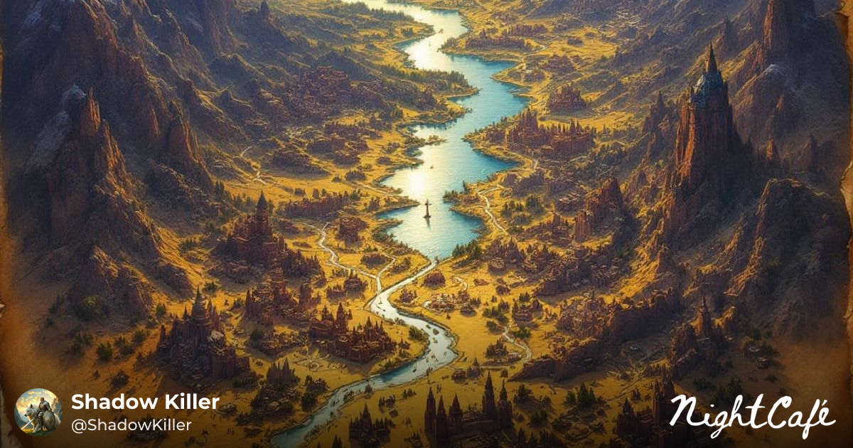 Ancient Map of Dracoria in Dark Fantasy Style - AI Art