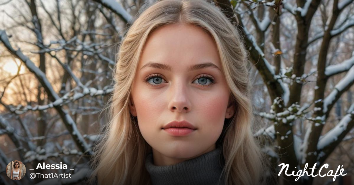 Innocent swedish girl looking out to the snow