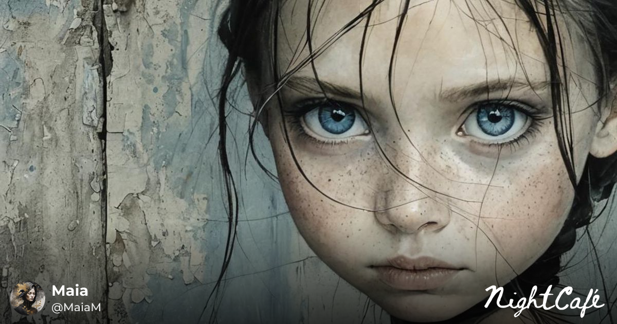 a young girl with striking blue eyes and freckles on her face,