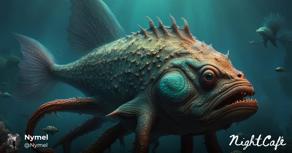 Bipedal Sea Creature in Detailed Matte Painting - AI Art