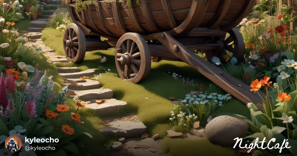 Wrecked Medieval Wagon in Detailed Matte Painting - AI Art