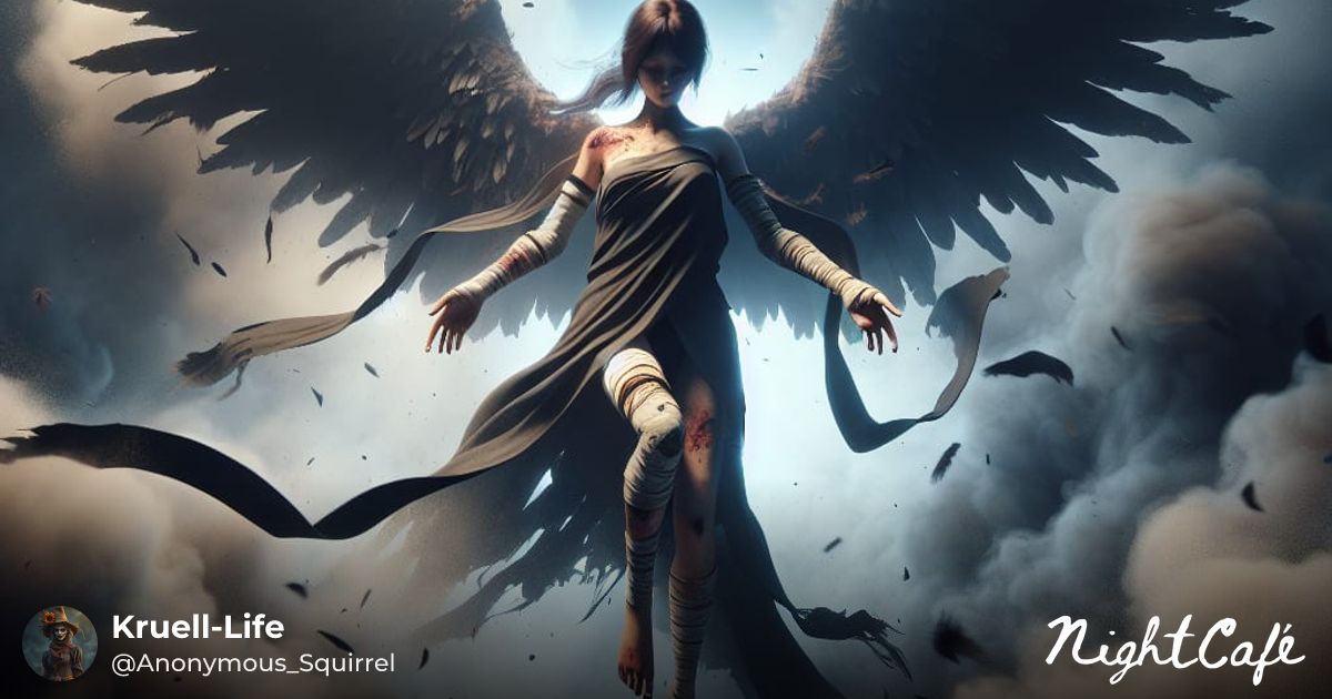 Fallen Angel in Flight: Cinematic Concept Art - AI Art