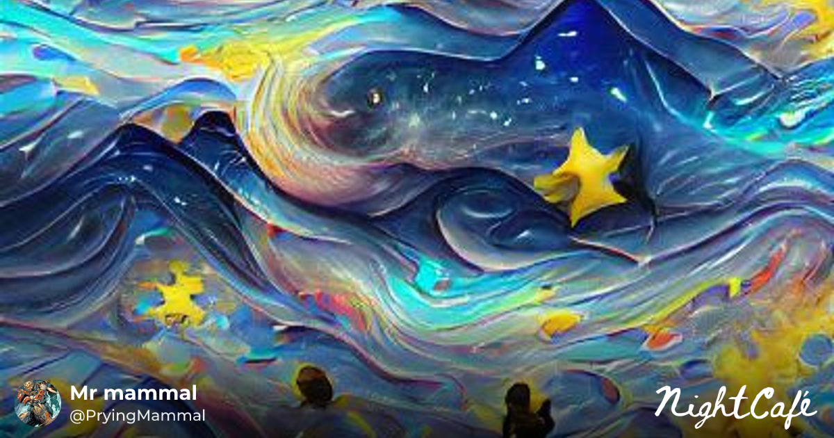 Starry night - Cosmic Starry Night Holographic Illustration