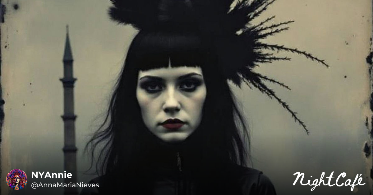 Modern Goth Girl in Latex and Dark Collage - AI Art