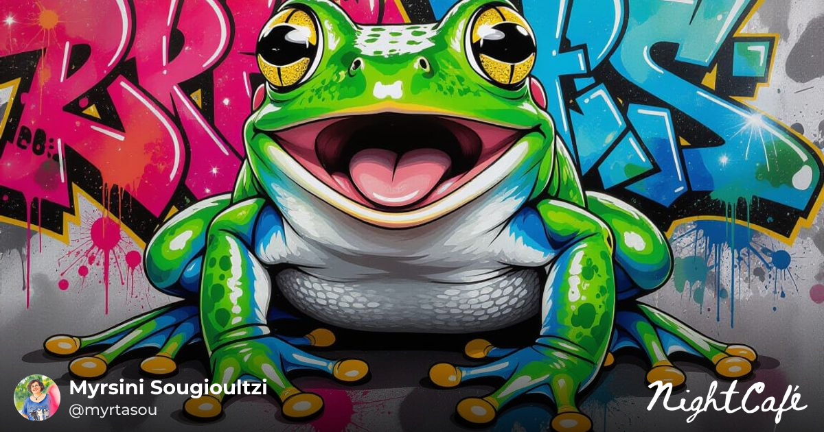 Vibrant Frog in Polychromatic Street Art Style - AI Art