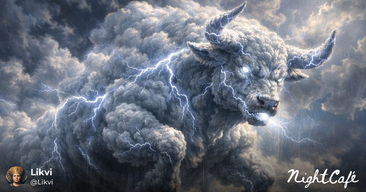 Celestial Bull of Thunder and Lightning - AI Art