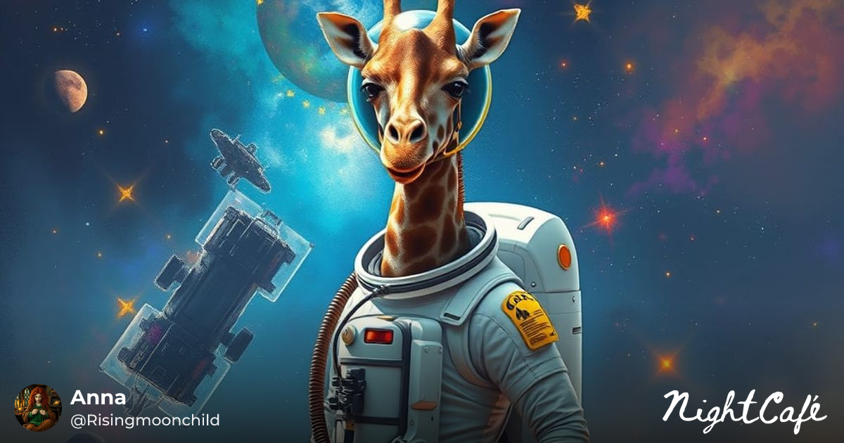 Giraffe astronaut - Astronaut Giraffe Embarks on Cosmic Que...